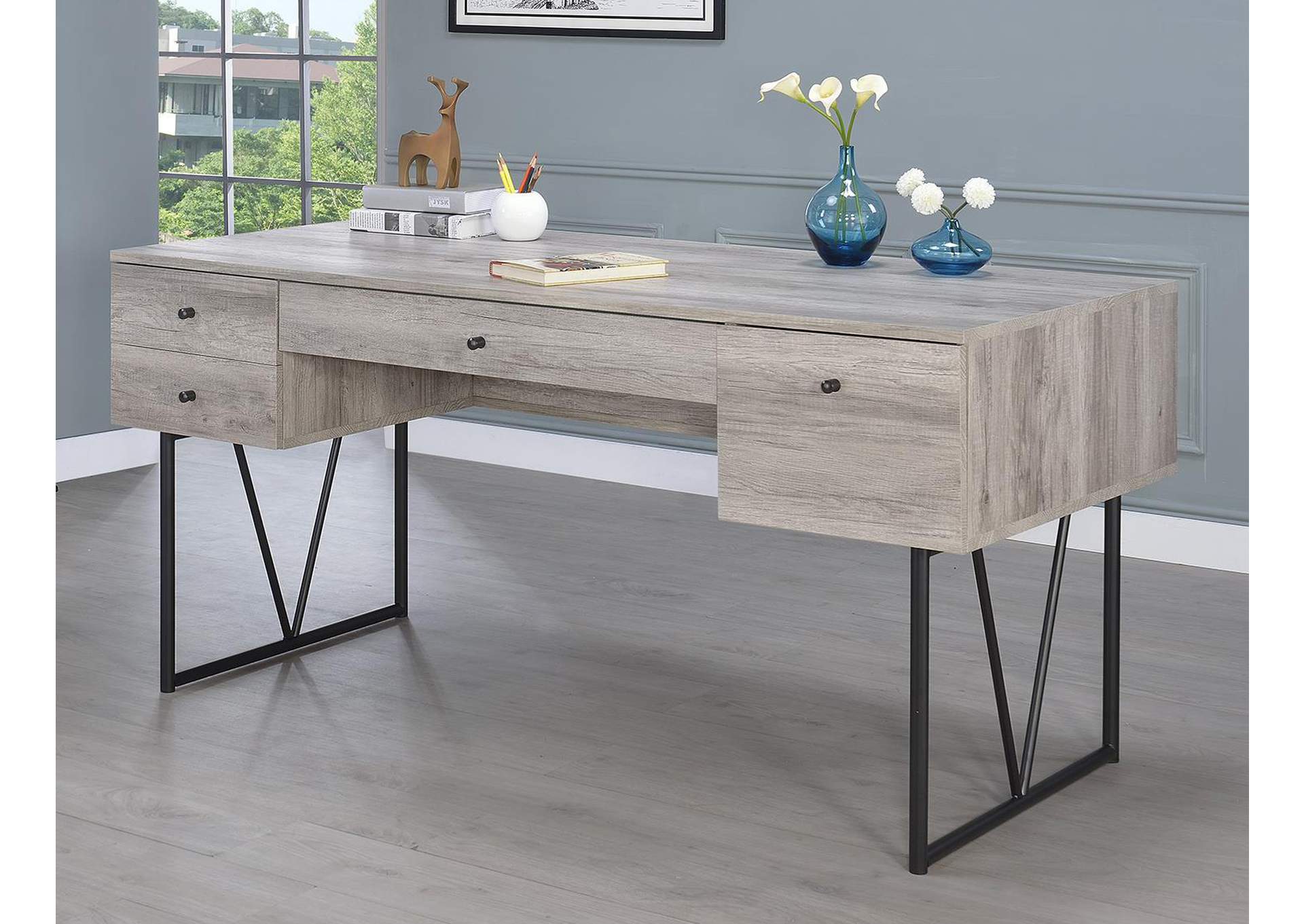 Grey Driftwood Industrial Grey Driftwood Writing Desk Best Buy ...